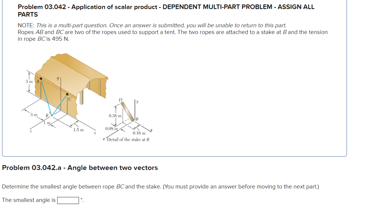 Solved Problem 03.042 - Application of scalar product - | Chegg.com Solved Problem 03.042 - Application of scalar product - | Chegg.com