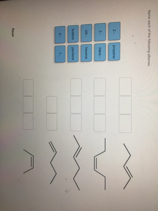 Solved Name each of the following alkenes. 2 propene trans - | Chegg.com