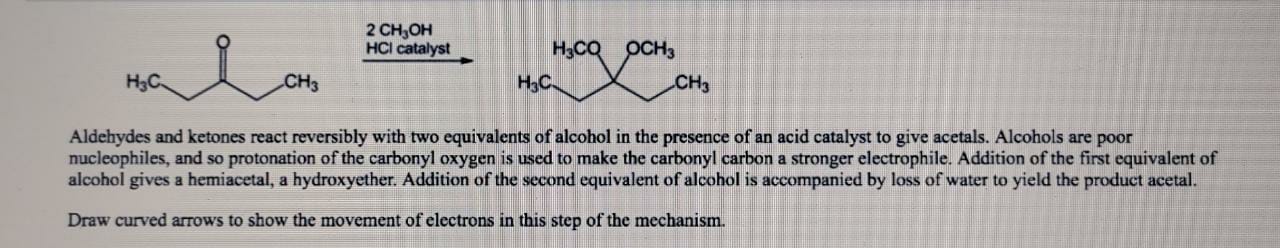 Solved 2CH3OH HCl catalyst Aldehydes and ketones react | Chegg.com