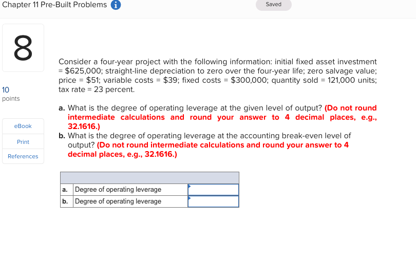 Solved Chapter 11 Pre-Built Problems i Saved Consider a | Chegg.com
