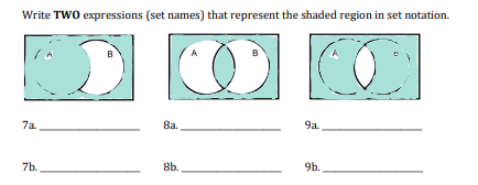 Solved Write TWO expressions (set names) that represent the | Chegg.com