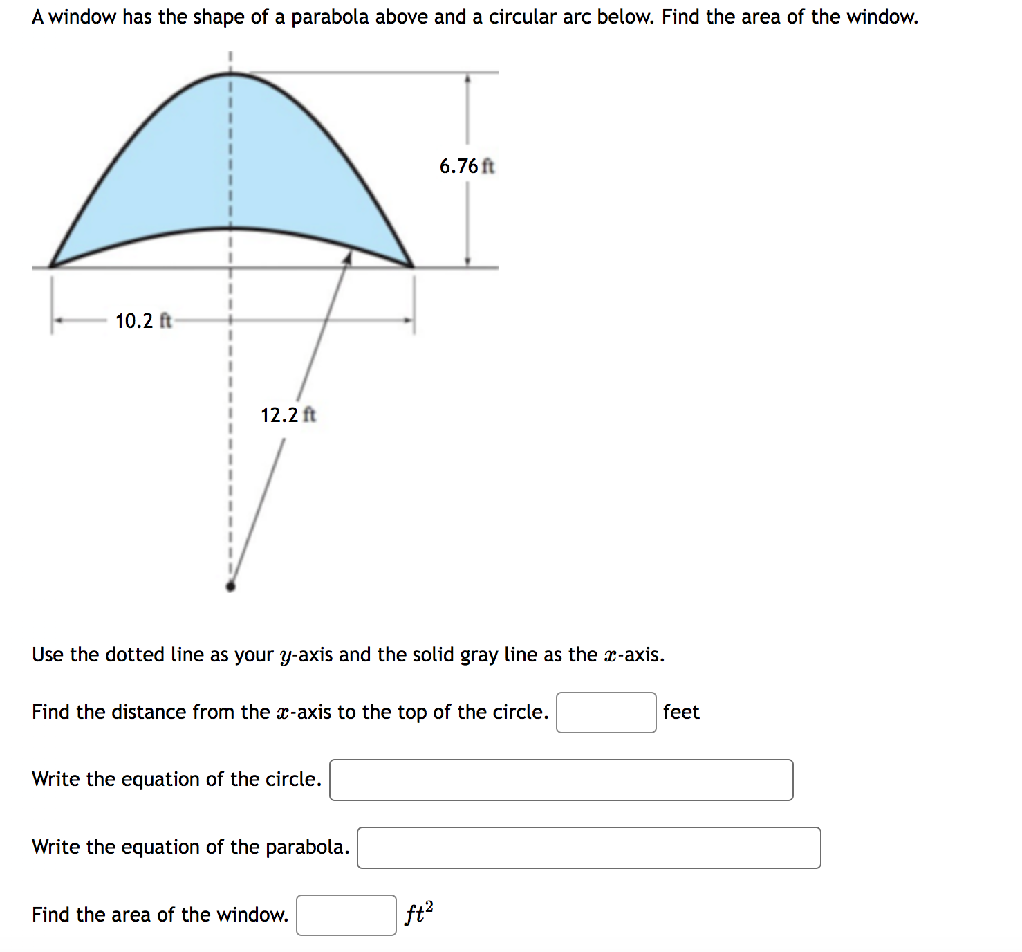 Solved A window has the shape of a parabola above and a | Chegg.com