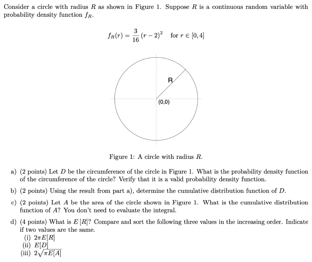 Solved Consider a circle with radius R as shown in Figure 1. | Chegg.com