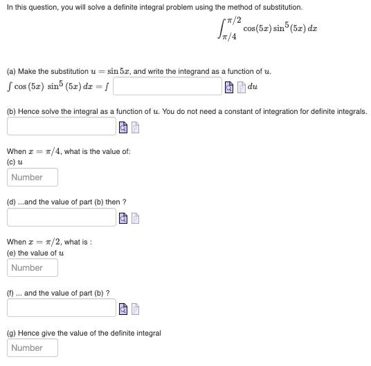 Solved In this question, you will solve a definite integral | Chegg.com