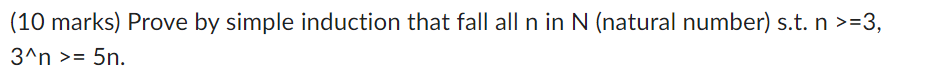 Solved (10 marks) Prove by simple induction that fall all n | Chegg.com
