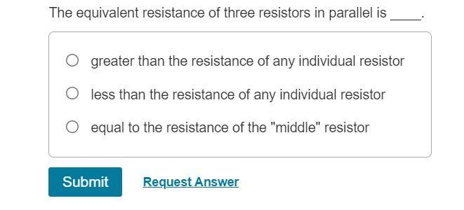 Solved The equivalent resistance of three resistors in | Chegg.com