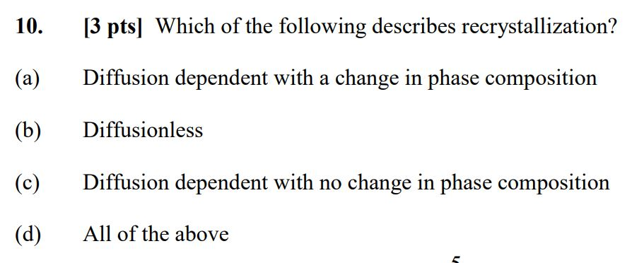 Solved 10. [3 pts) Which of the following describes | Chegg.com