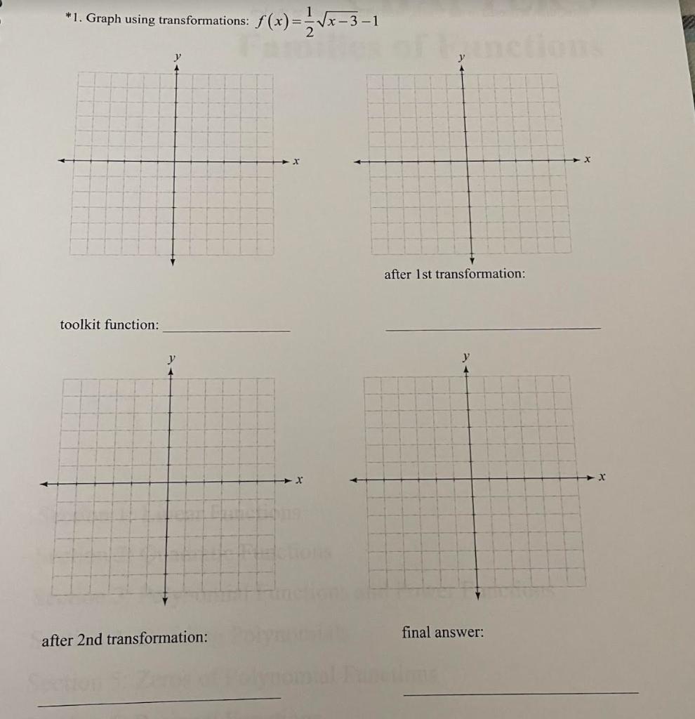 Solved *1. Graph using transformations: f(x)=21x−3−1 atter | Chegg.com Solved *1. Graph using transformations: f(x)=21x−3−1 atter | Chegg.com