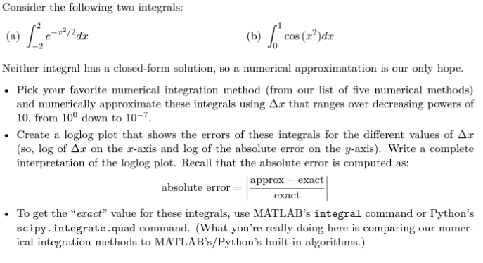 Solved Consider the following two integrals: (a) | Chegg.com