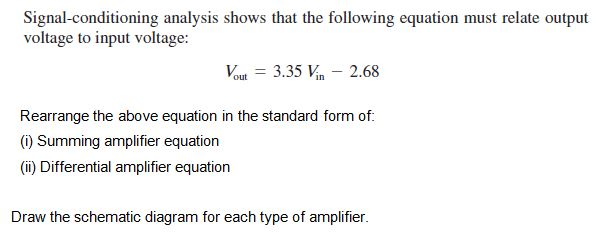 Solved Signal-conditioning analysis shows that the following | Chegg.com
