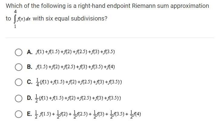Solved Which of the following is a right-hand endpoint | Chegg.com