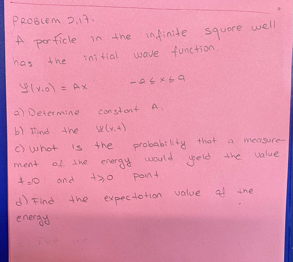 Solved A porficle in the infinite squore well has the | Chegg.com