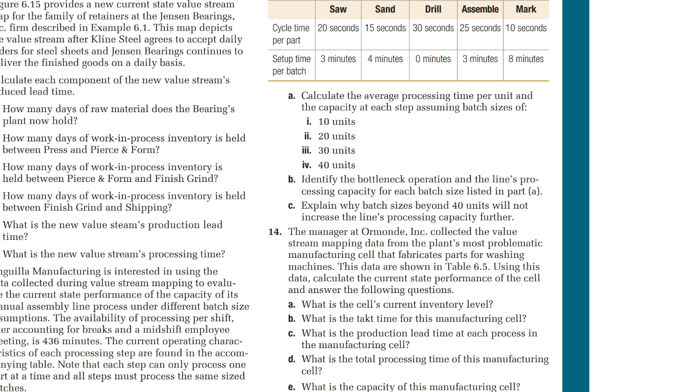 Saw Sand Drill Assemble Mark Cycle time 20 seconds 15 | Chegg.com