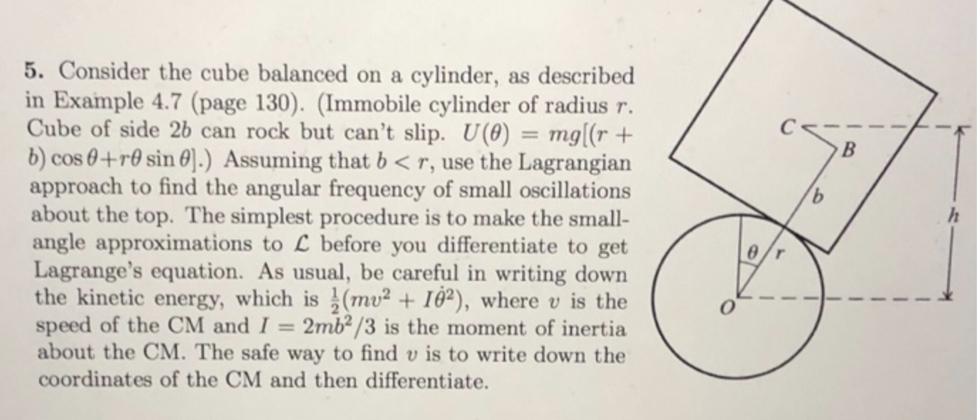 Solved 5. Consider the cube balanced on a cylinder, as | Chegg.com
