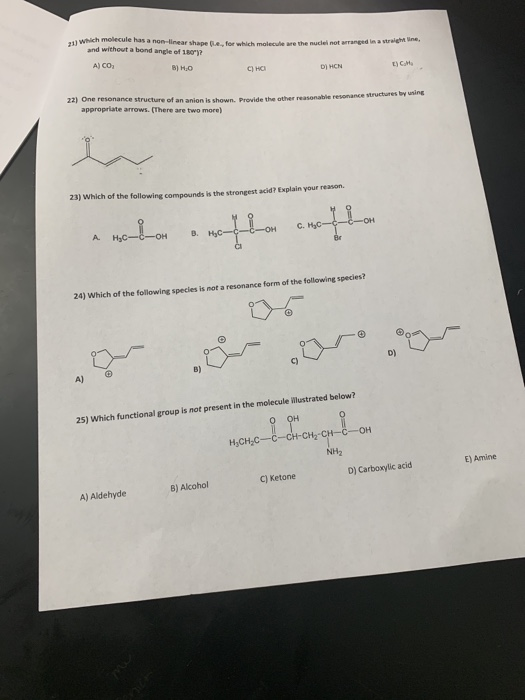 Solved 21) which molecule has a non-linear shape (ie, for | Chegg.com