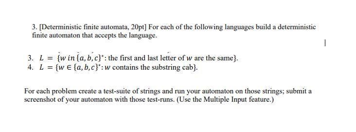 Solved 3. [Deterministic finite automata, 20pt] For each of | Chegg.com