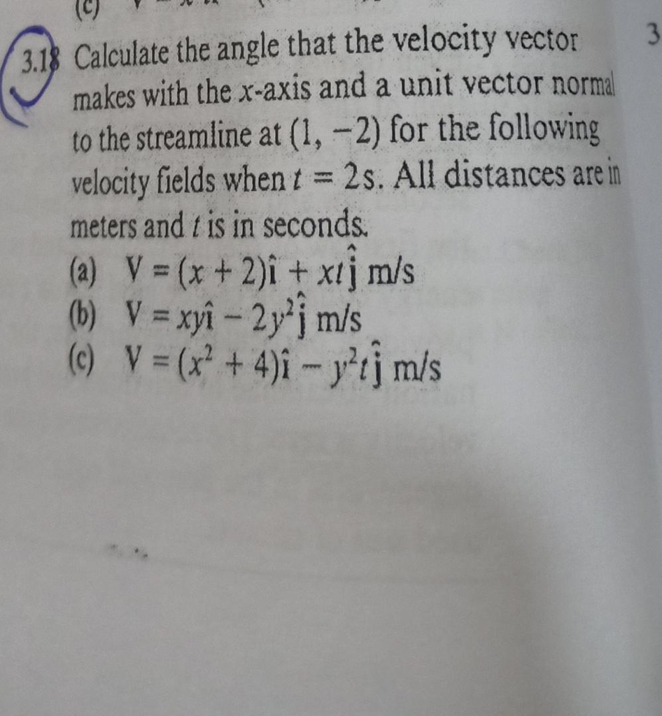 Solved 3.13 Calculate the angle that the velocity vector3 | Chegg.com
