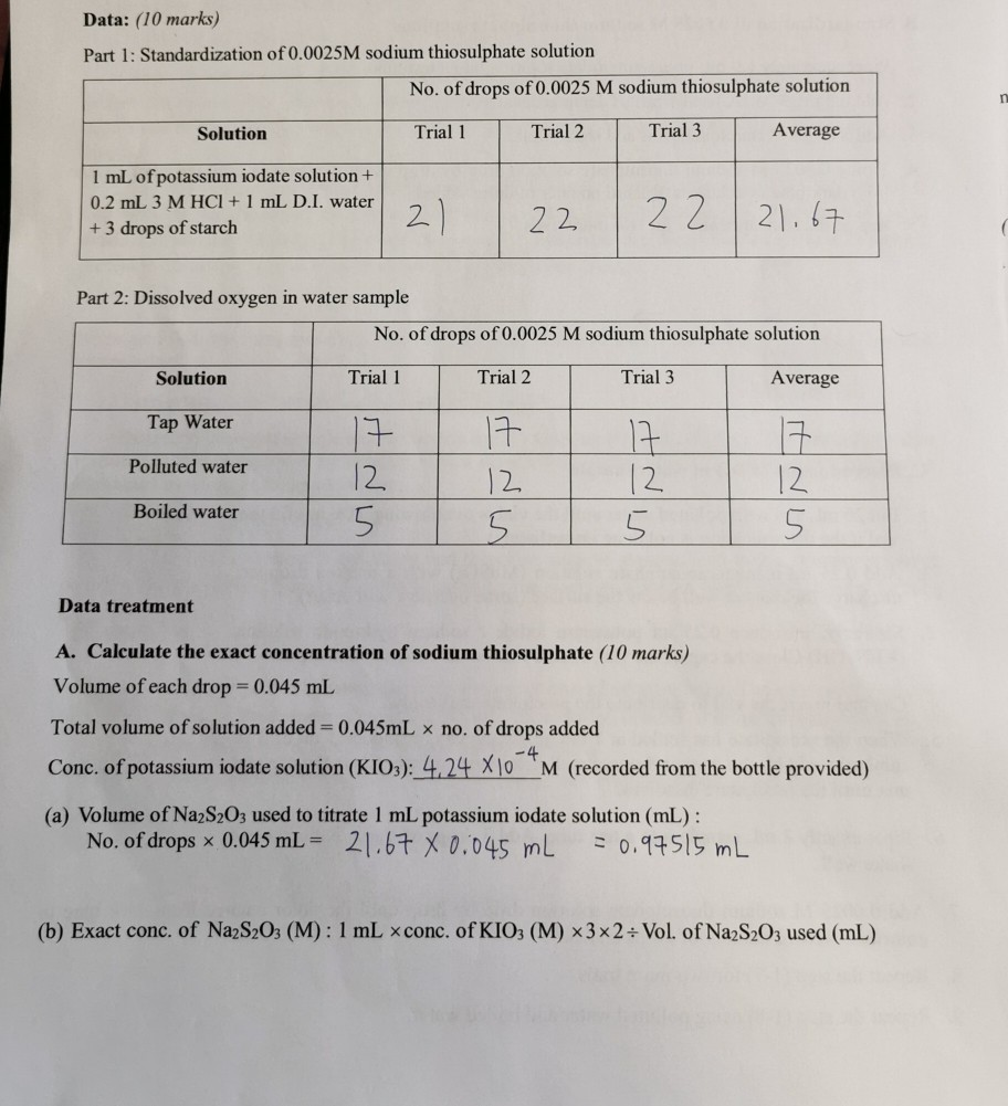 Solved doing experiment about standardization of 0.0025M | Chegg.com