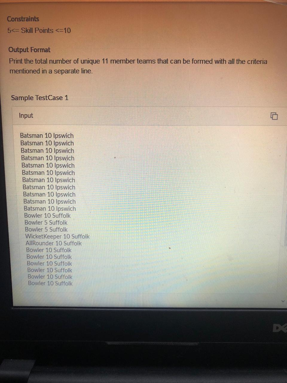Problem Statement Cricket County Selections (100 | Chegg.com