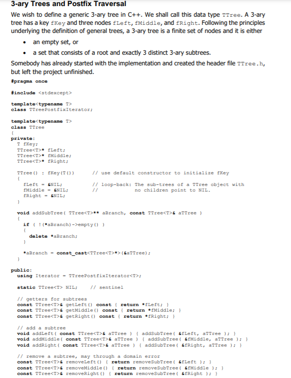 Solved 3-ary Trees and Postfix Traversal We wish to define a | Chegg.com