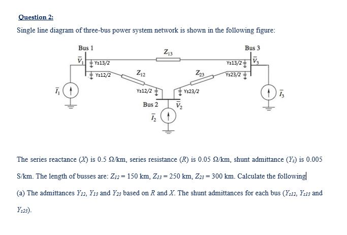 Solved Question 2: Single line diagram of three-bus power | Chegg.com