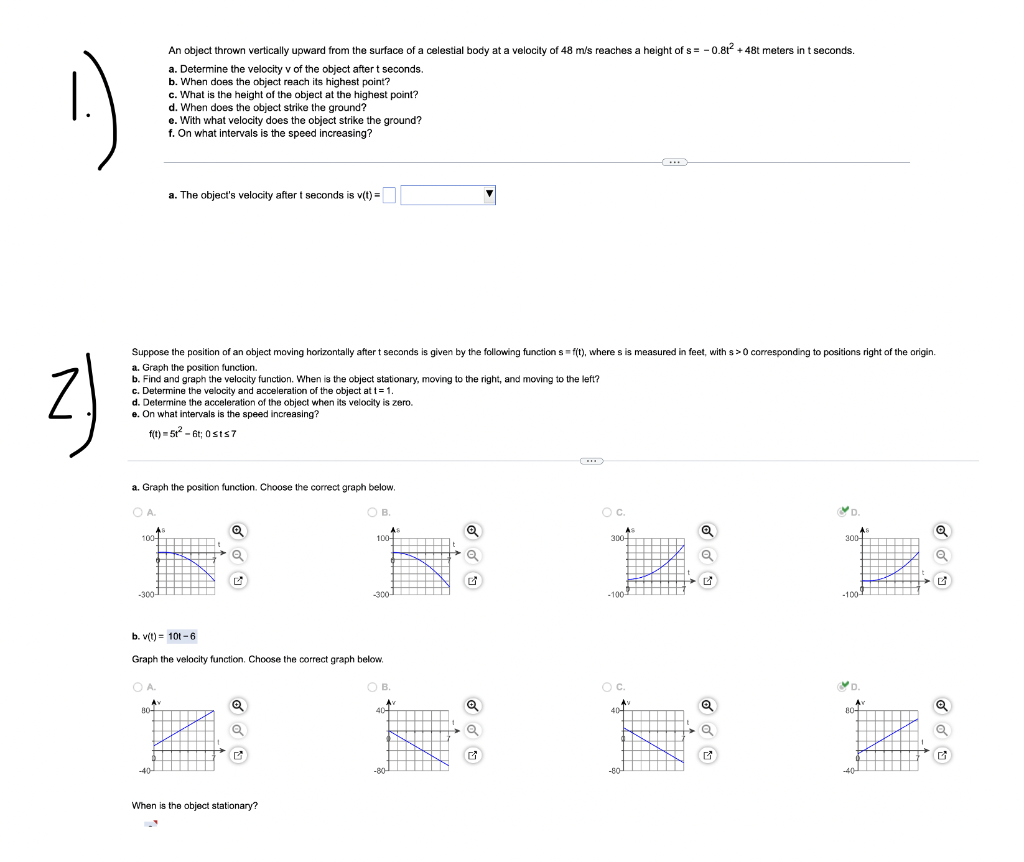 Solved An object thrown vertically upward from the surface | Chegg.com