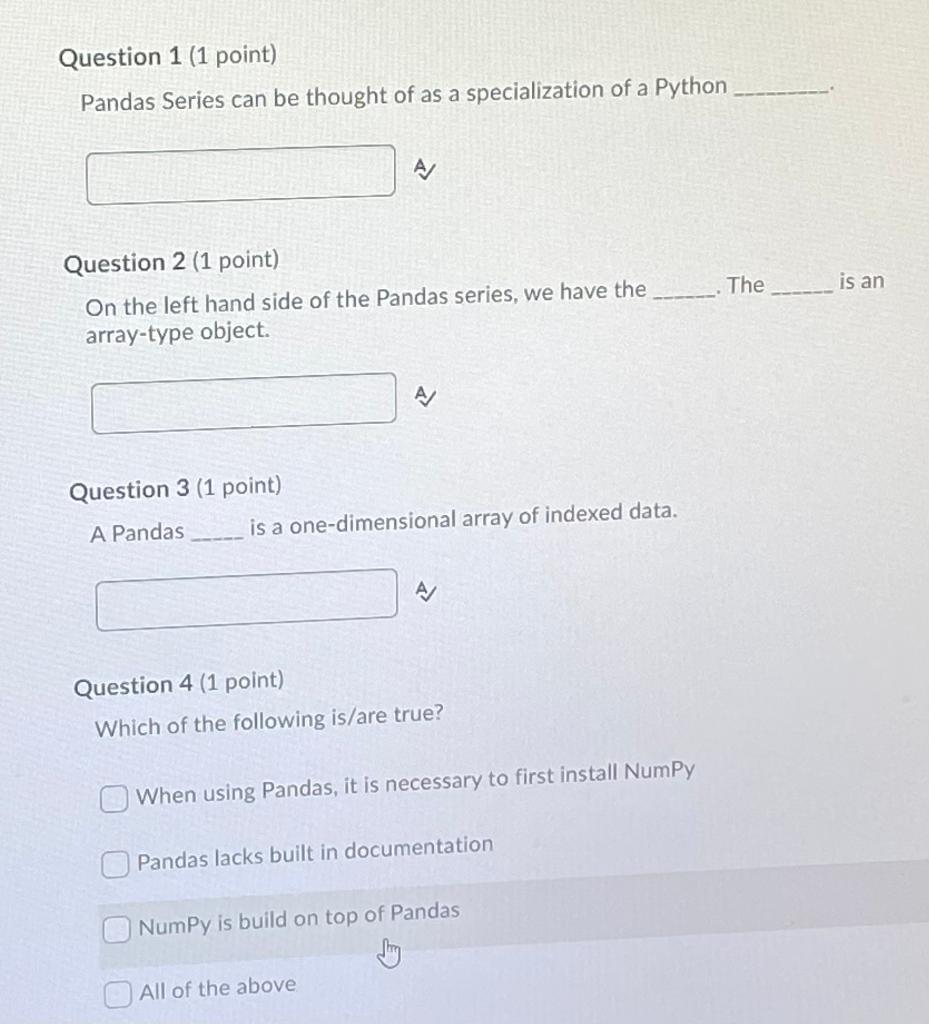 Solved Question 8 (1 point) Which of the following is/are | Chegg.com