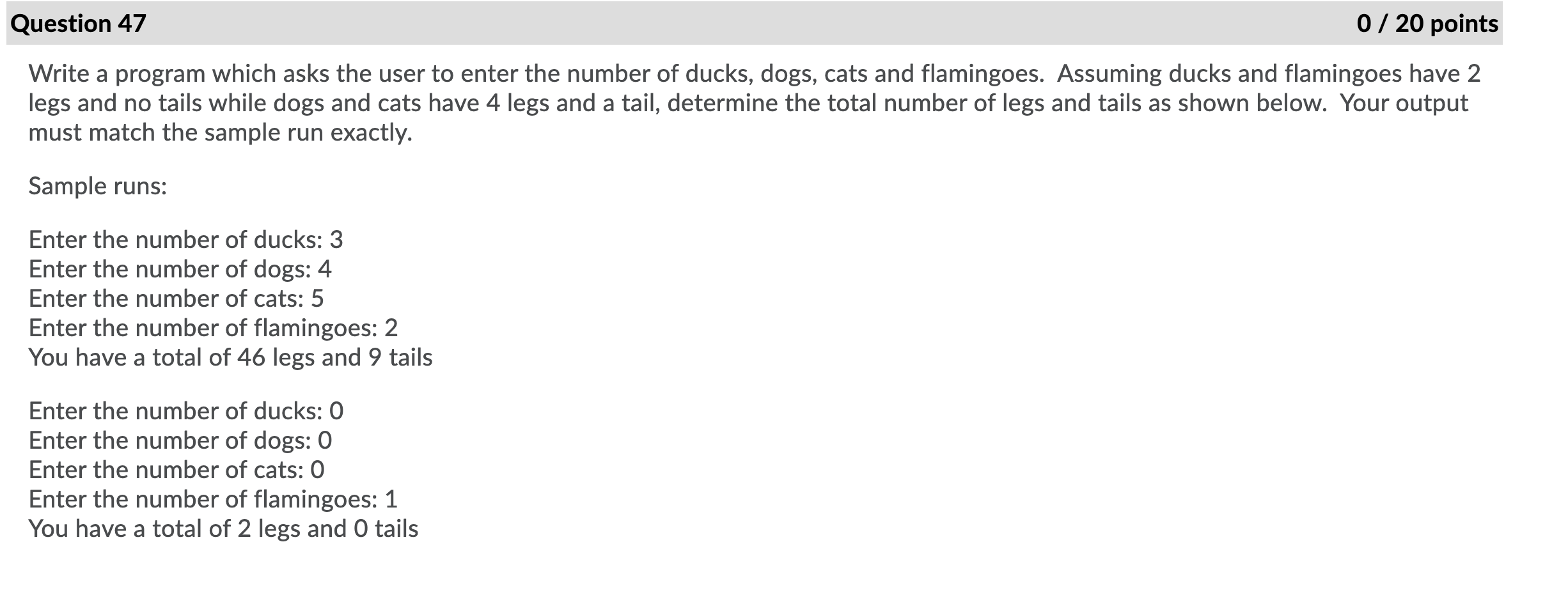 Solved Question 47 0 20 Points Write A Program Which Asks