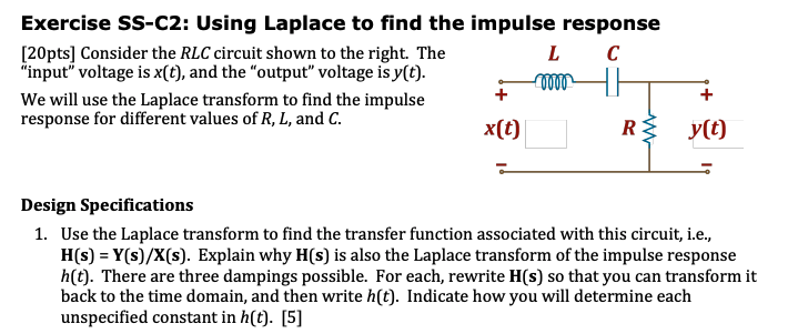 Solved Exercise SS-C2: Using Laplace to find the impulse | Chegg.com