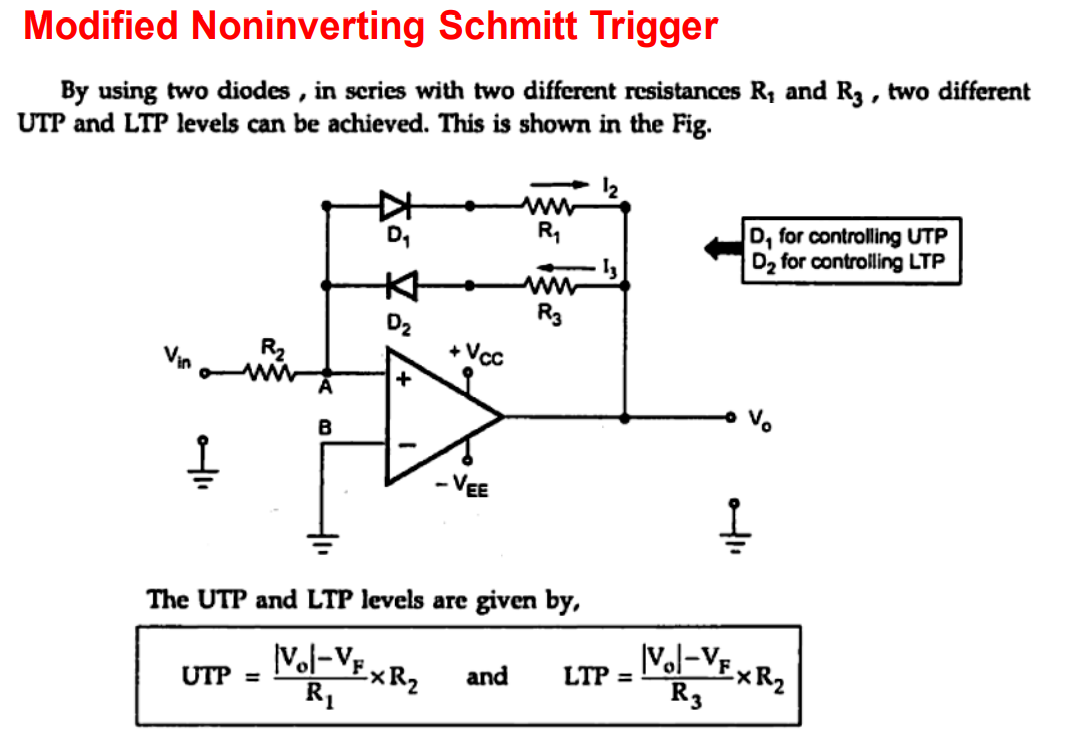 Solved Modified Noninverting Schmitt Trigger By using two | Chegg.com