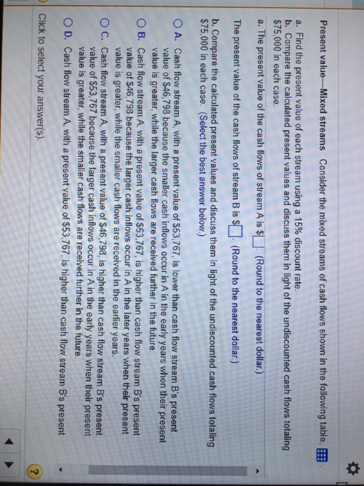 Solved Present value-Mixed streams Consider the mixed | Chegg.com