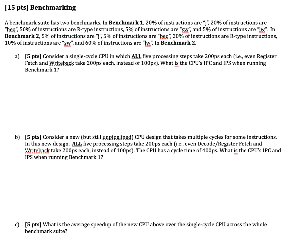 A benchmark suite has two benchmarks. In Benchmark 1, | Chegg.com