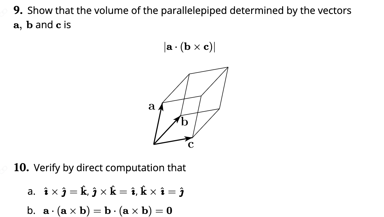 Solved 9. Show that the volume of the parallelepiped | Chegg.com