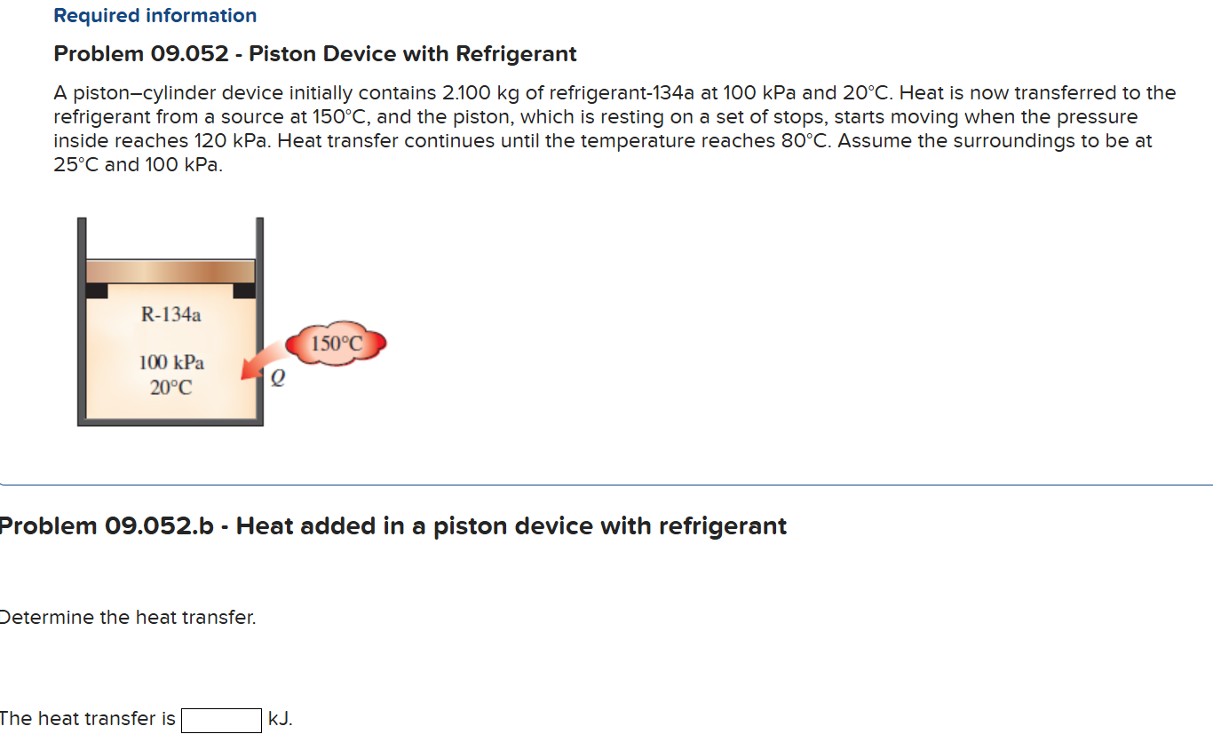 Solved Required information Problem 09.052 - ﻿Piston Device | Chegg.com