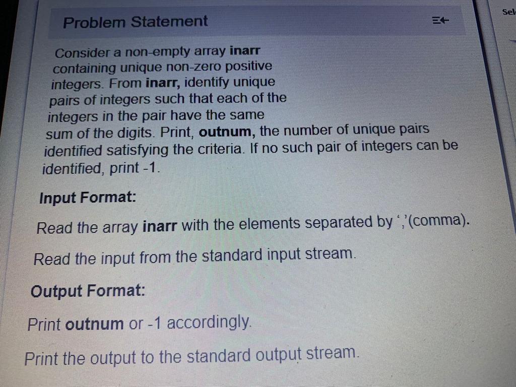 Solved Sel: Problem Statement 三一 Consider a non-empty array | Chegg.com