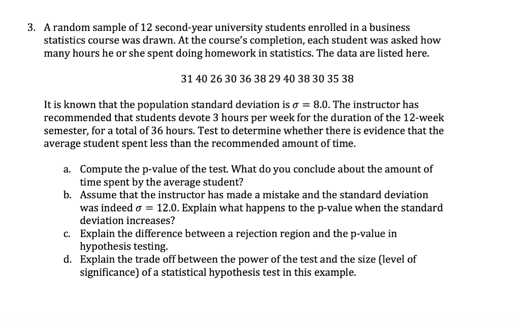 Solved A random sample of 12 second-year university students | Chegg.com