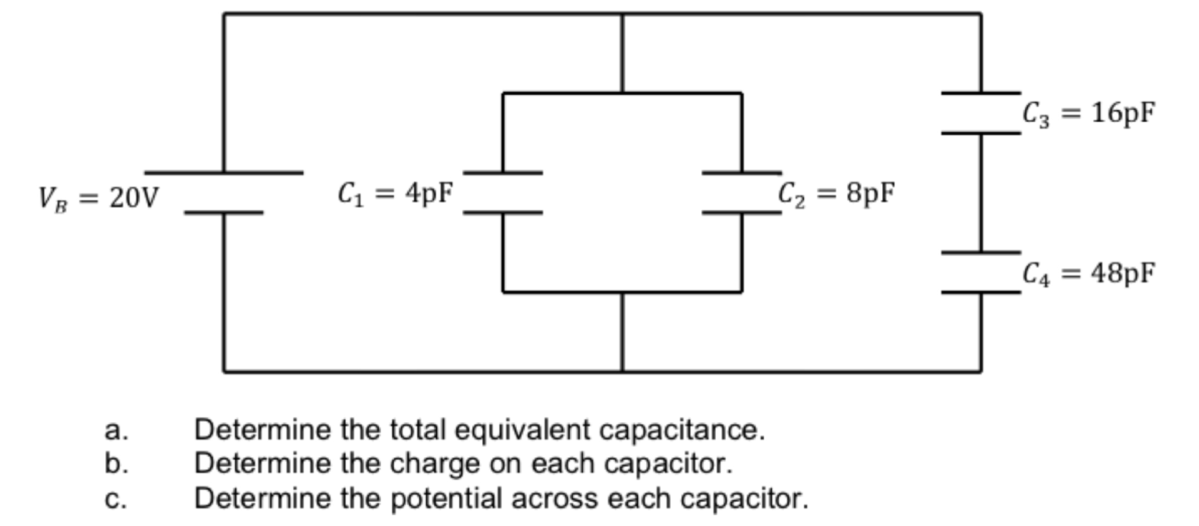 Solved a. ﻿Determine the total equivalent capacitance.b. | Chegg.com