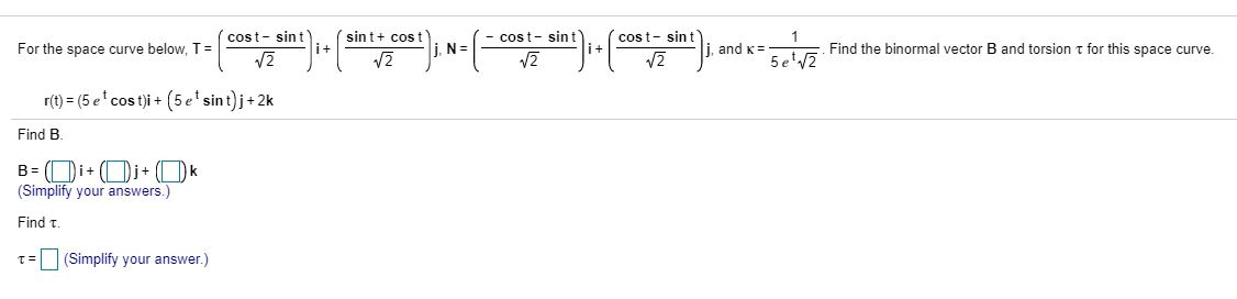 Solved cost- sint sint + cost - cost- sint. st- sint For the | Chegg.com