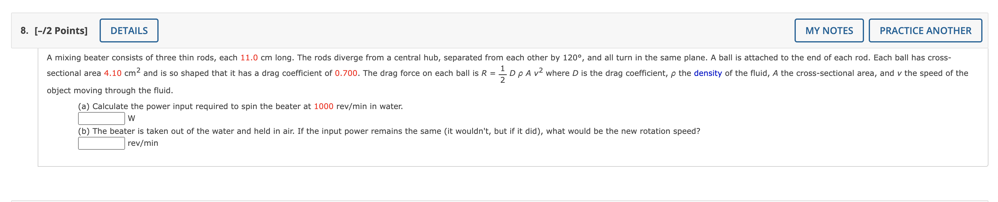 Solved object moving through the fluid. (a) Calculate the | Chegg.com