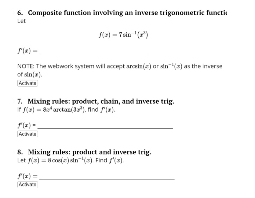 Solved 6. Composite function involving an inverse | Chegg.com
