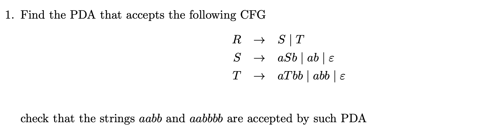 Solved Find the PDA that accepts the following | Chegg.com