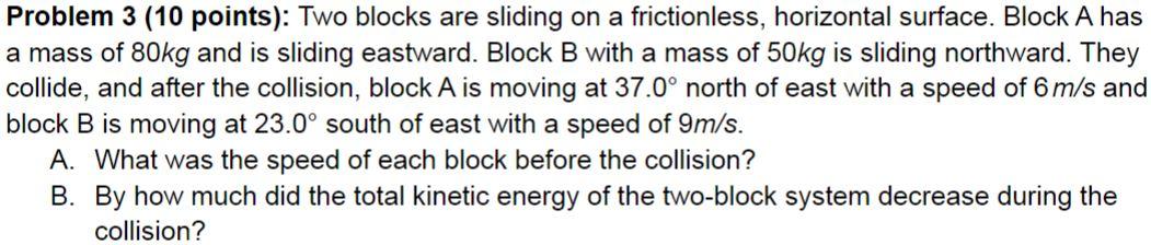 Solved Problem 3 (10 points): Two blocks are sliding on a | Chegg.com