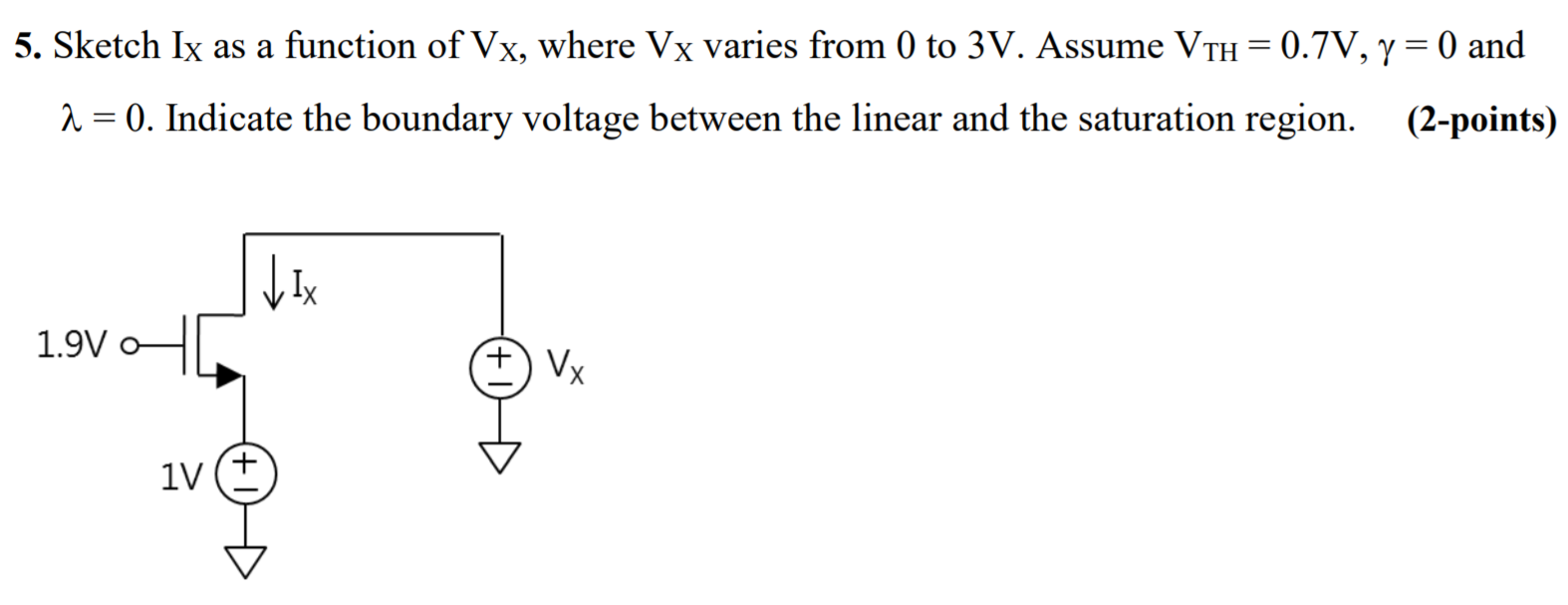 Solved 5. Sketch Ix as a function of Vx, where Vx varies | Chegg.com