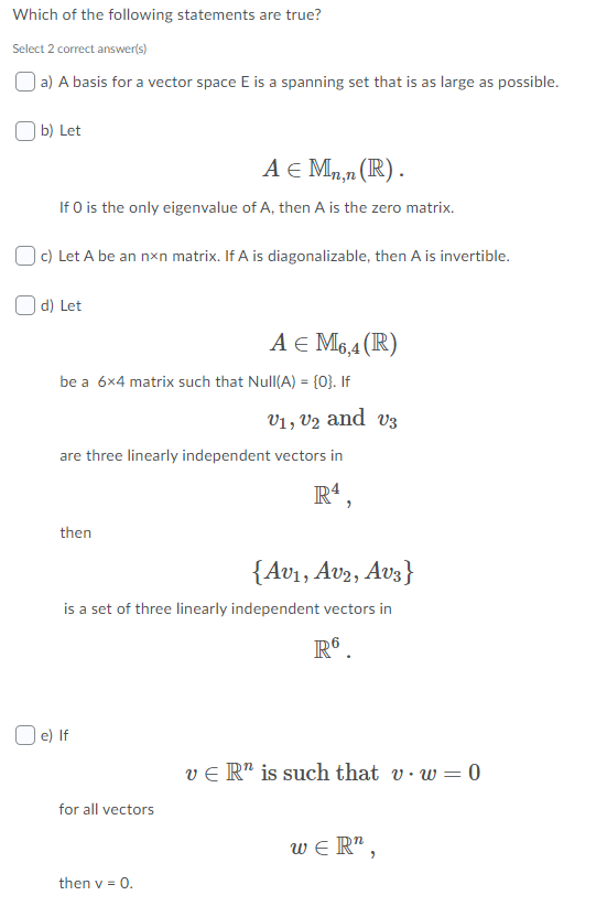 Solved Which of the following statements are true? Select 2 | Chegg.com