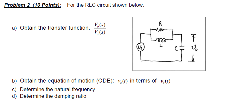 Solved Problem 2 (10 Points): For the RLC circuit shown | Chegg.com