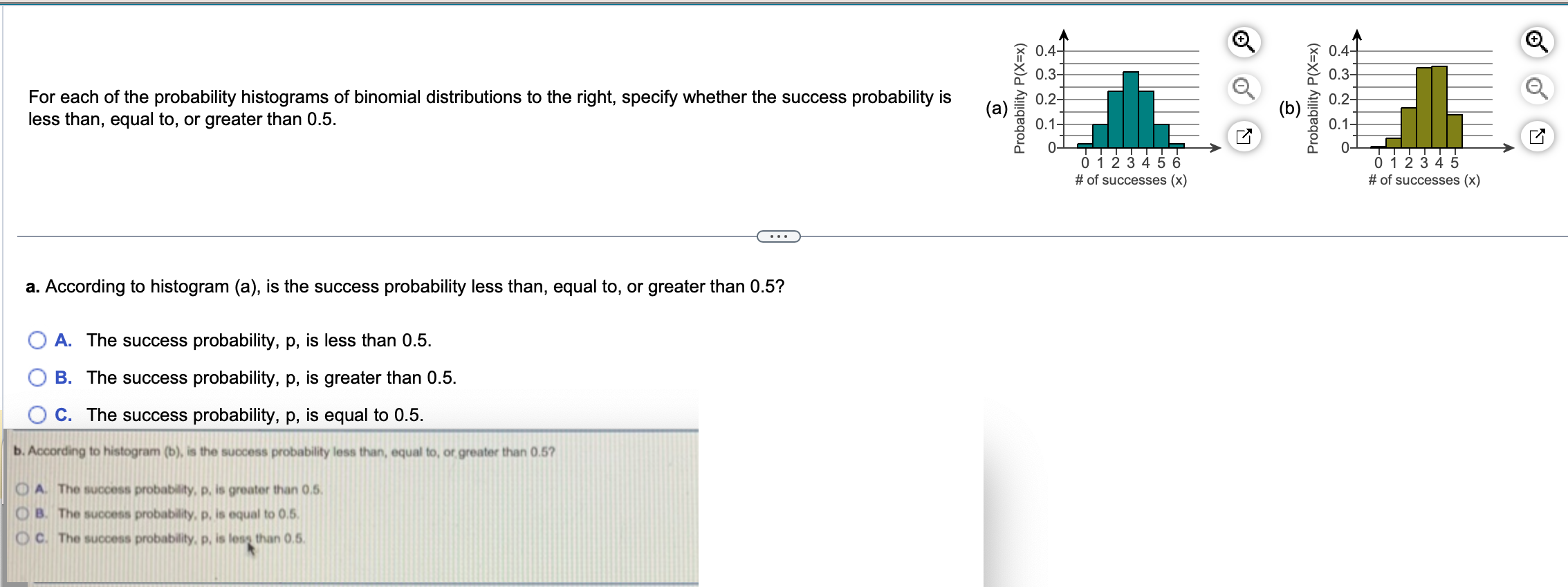 Solved For each of the probability histograms of binomial | Chegg.com