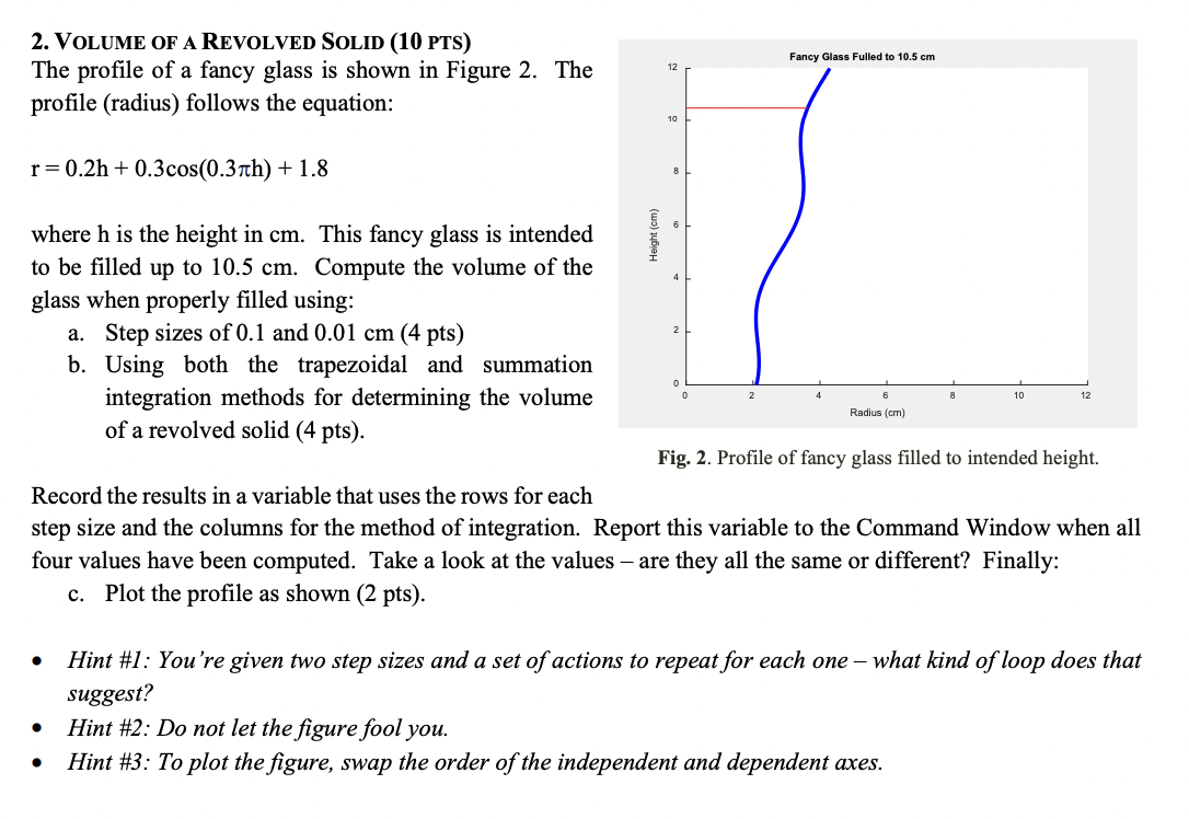 2. Volume of a REVOLVED SOLID (10 PTS) The profile of | Chegg.com