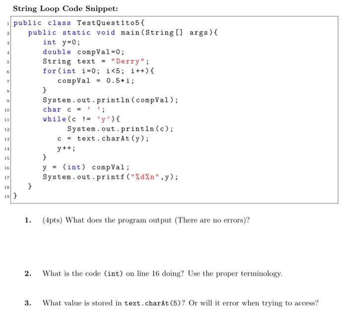 Solved Hand-Execute Code 6. 4pts) Fill in variable values | Chegg.com