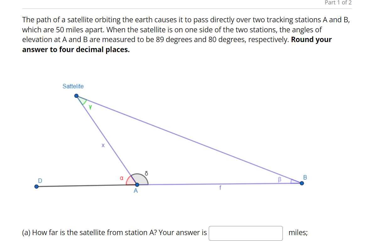 Solved Part 1 of 2 The path of a satellite orbiting the | Chegg.com