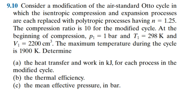 Solved 9.10 Consider a modification of the air-standard Otto | Chegg.com